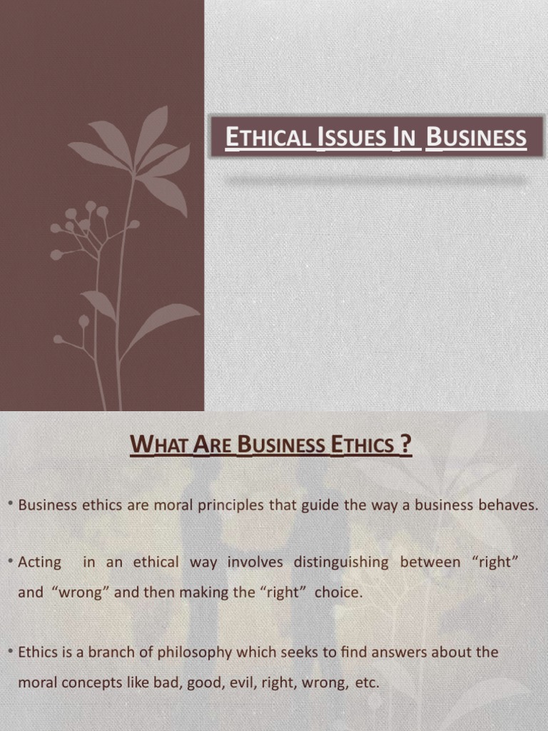 Ethical Issues in Business | PDF | Business Ethics | Employment