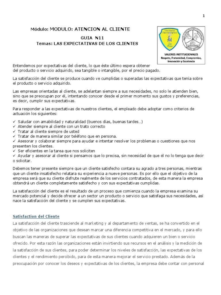 Mod at CL Guia N11 2019 Expectativas Del Cliente | PDF | La ...