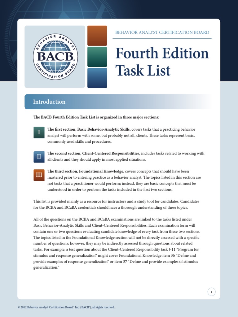 BCBA BCaBA Task List Fourth Edition English | PDF | Reinforcement ...