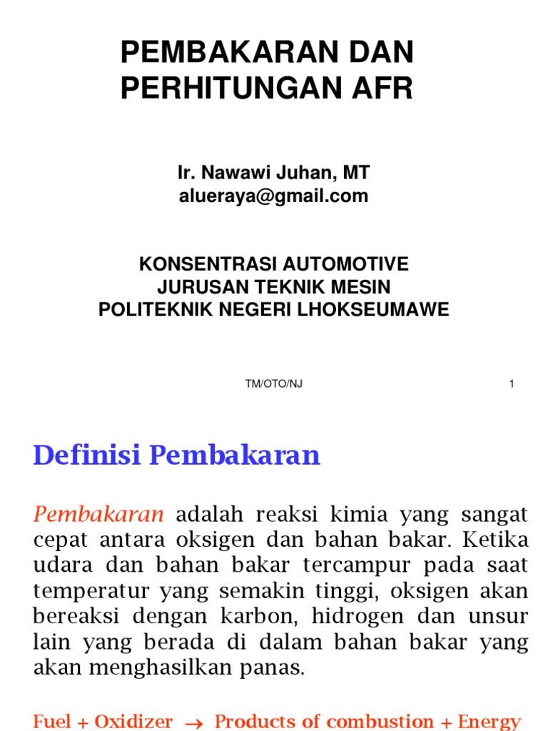 Pembakaran Dan Perhitungan Afr | PDF