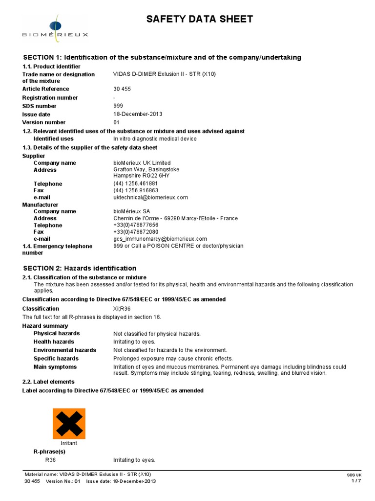 Safety Data Sheet: SECTION 1: Identification of The Substance/mixture ...