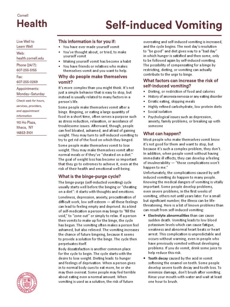 Self Induced Vomiting | PDF | Eating | Vomiting
