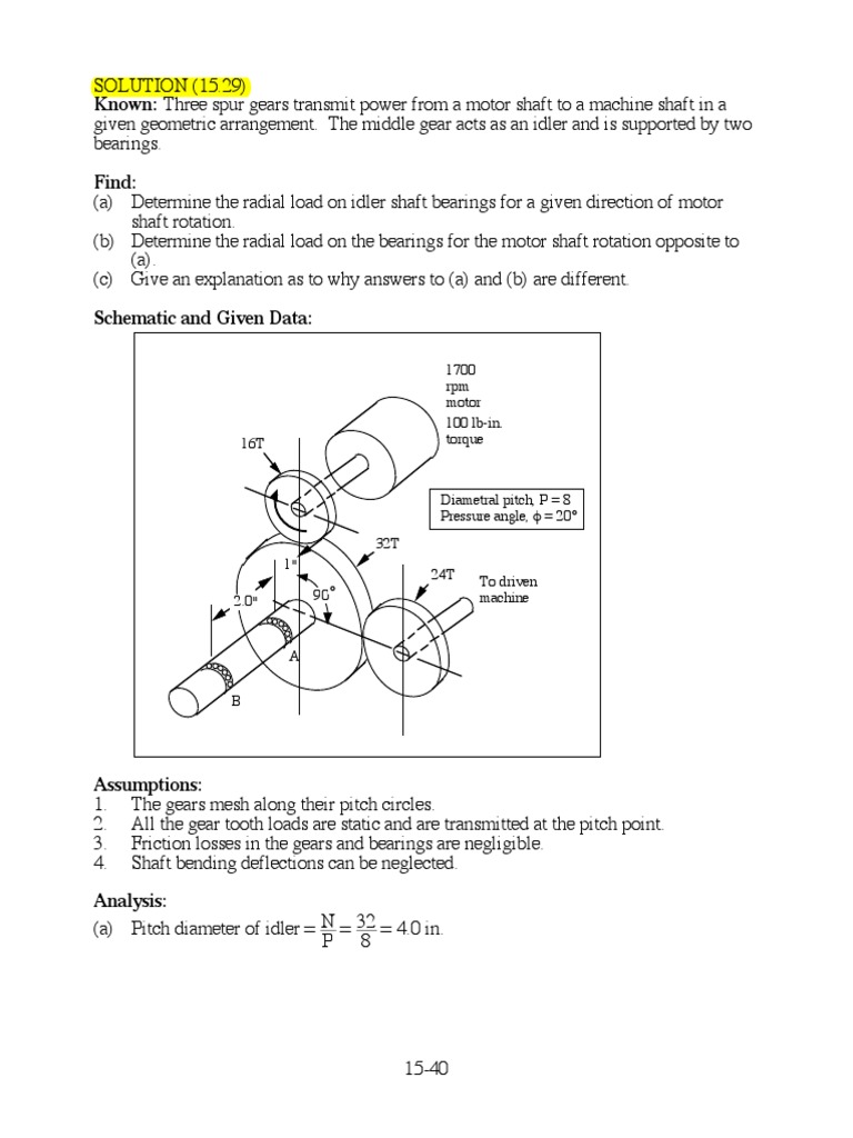 Problem Set 9-Chapter 15 - Spur Gears-Selected Problems PDF | PDF ...