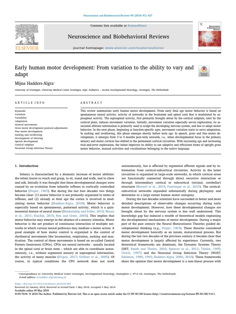 Neuroscience and Biobehavioral Reviews: Mijna Hadders-Algra | PDF ...