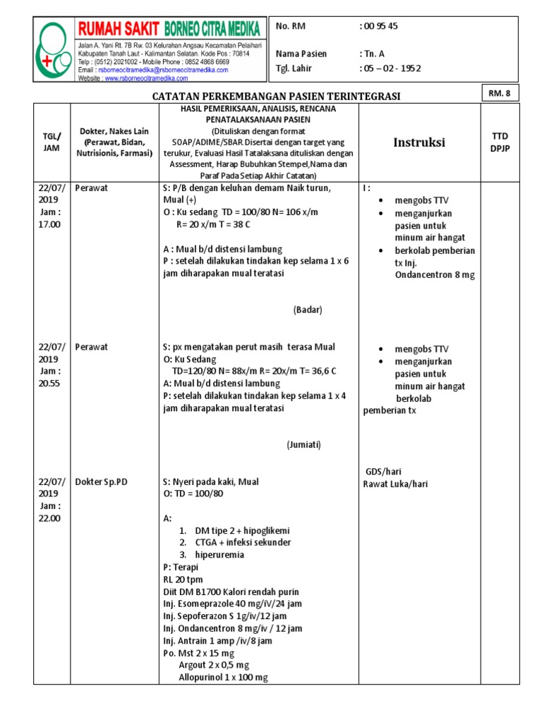 Catatan Perkembangan Pasien Terintegrasi | PDF