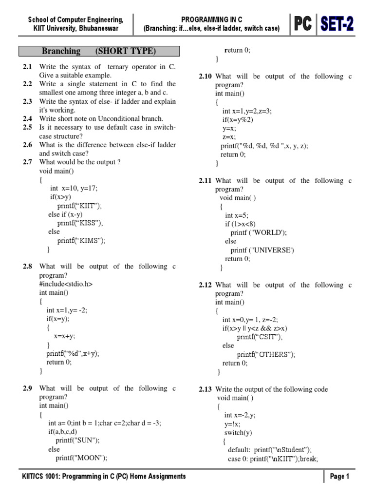 C Programming Branching Exercises | PDF | Computer Keyboard | Integer (Computer Science)