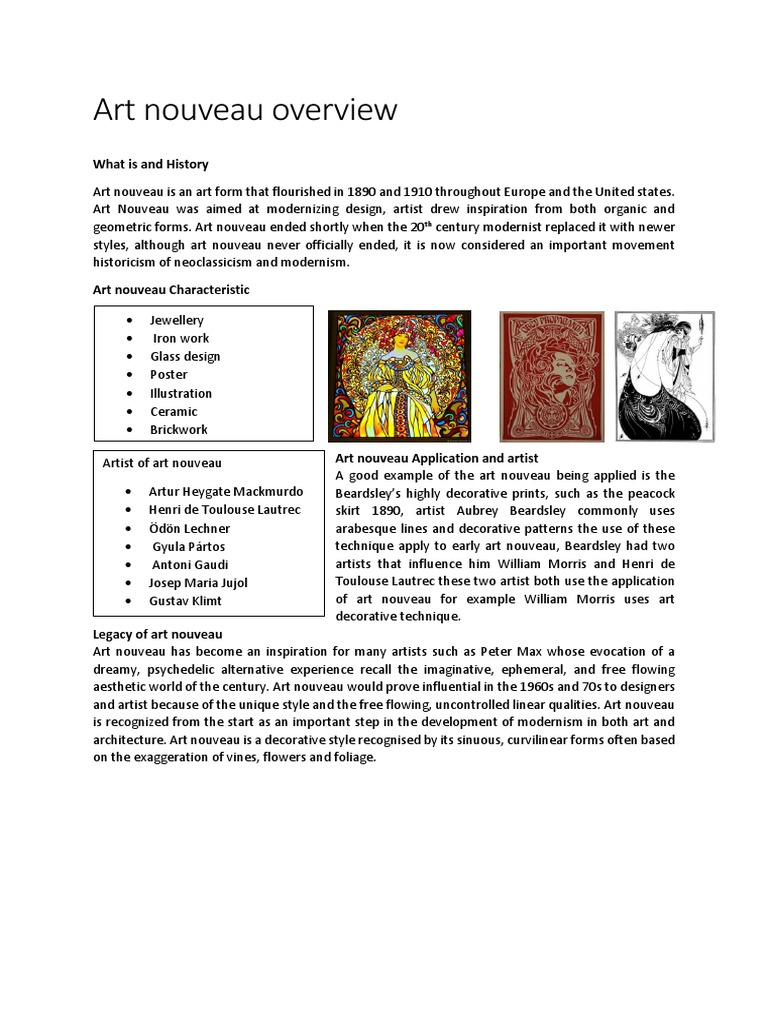 Overview of Art Nouveau Movement | PDF