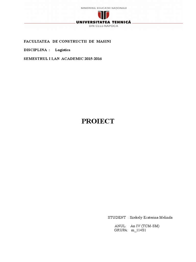 Logistica Proiect - Szekely Ecaterina | PDF