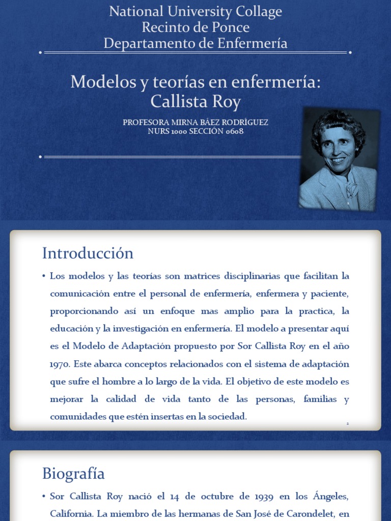 Callista Roy 07-01-2019 | Adaptación | Enfermería