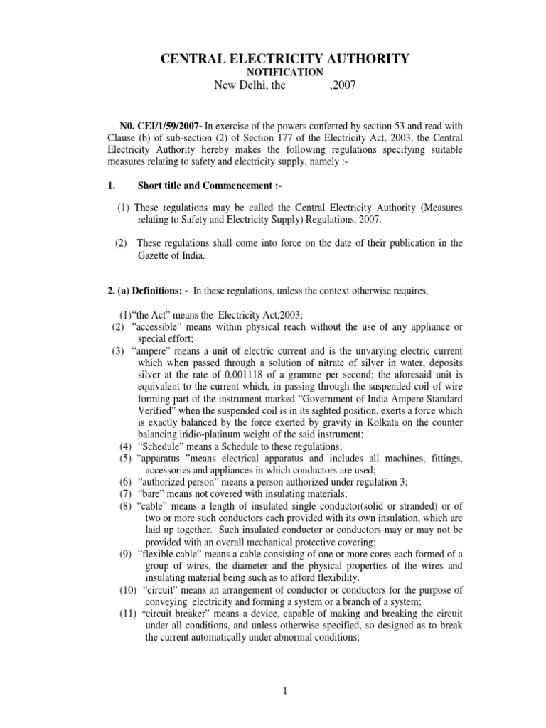 CEA Safety Regulations 2007 | PDF | Insulator (Electricity) | License