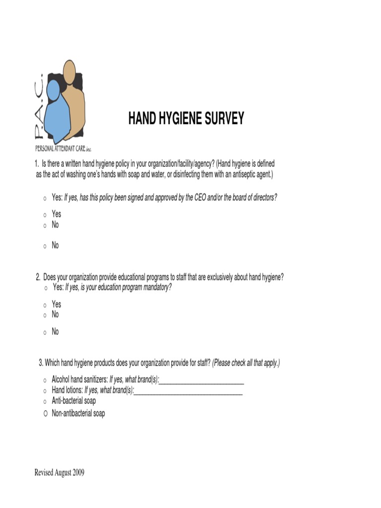 HandHygieneSurvey Office | PDF | Hand Washing | Hygiene