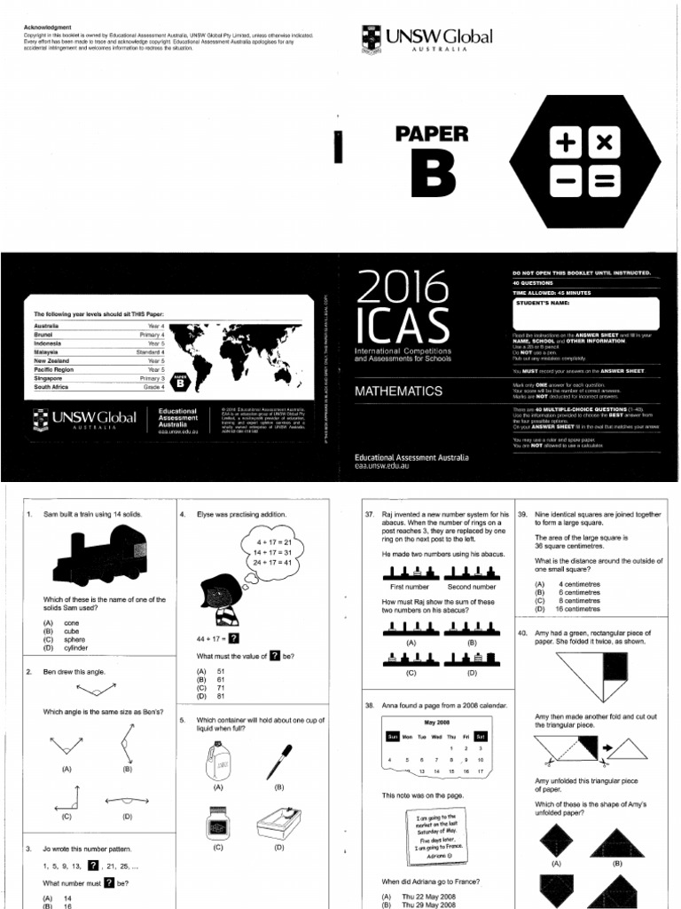 ICAS Paper B MAth | PDF