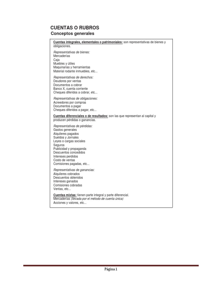Cuentas y Rubros en Contabilidad | PDF | Contabilidad | Bancos
