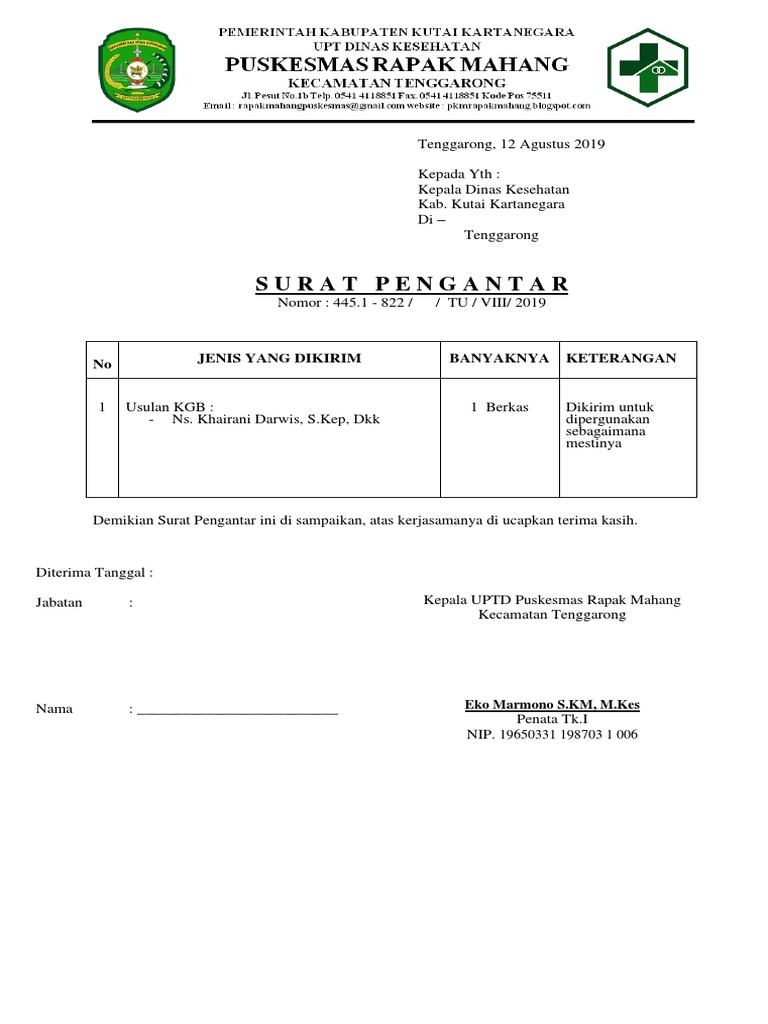 Surat Pengantar Usulan KGB | PDF