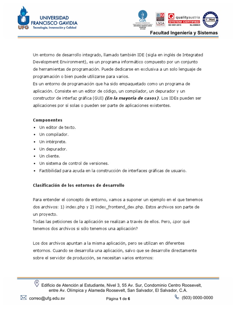 Entornos Integrados de Desarrollo | PDF | Entorno de desarrollo ...