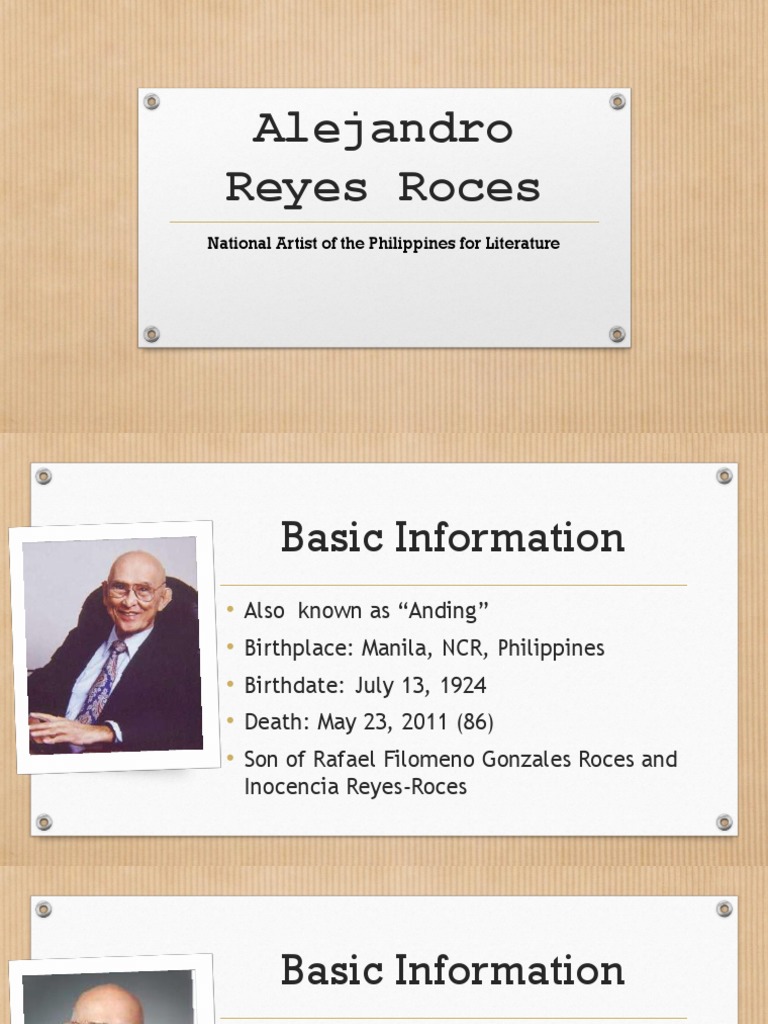Alejandro Reyes Roces: National Artist of The Philippines For ...