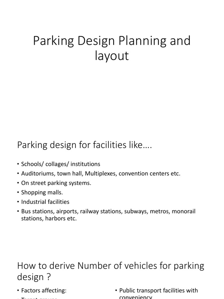 Parking Design Planning and Layout | PDF | Parking | Parking Lot