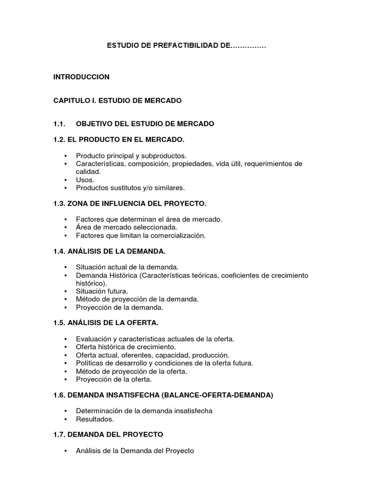 Formato Estudio de Prefactibilidad | PDF | Oferta (economía) | Presupuesto