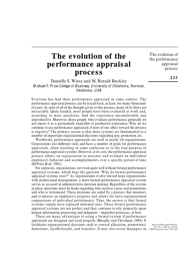 The Evolution of The Performance Appraisal Process | PDF | Performance ...