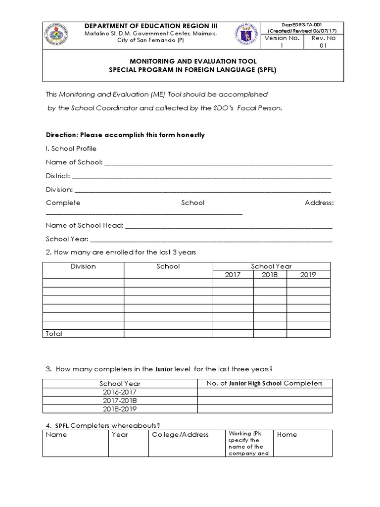 SPFL Monitoring Tool | Download Free PDF | Behavior Modification ...