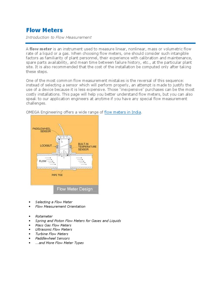 Introduction To Flow Measurement | PDF