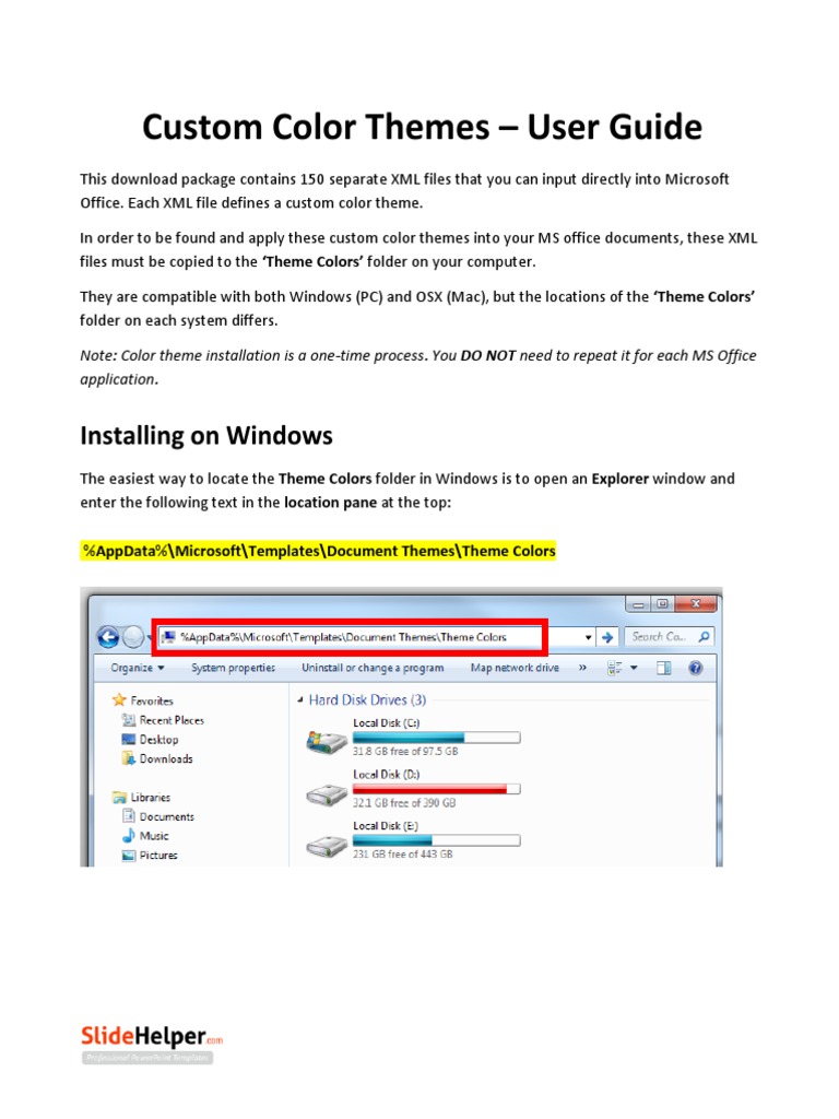 Custom Color Themes - User Guide: Installing On Windows | PDF