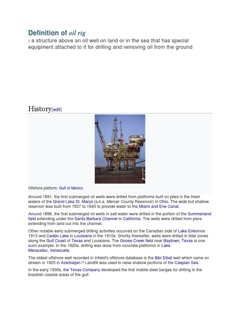 History OF OIL RIG | PDF | Offshore Drilling | Geotechnical Engineering