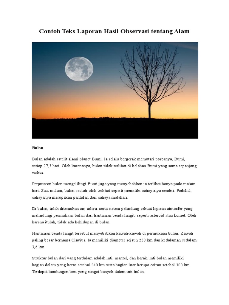 Laporan Observasi Bulan dan Strukturnya | PDF