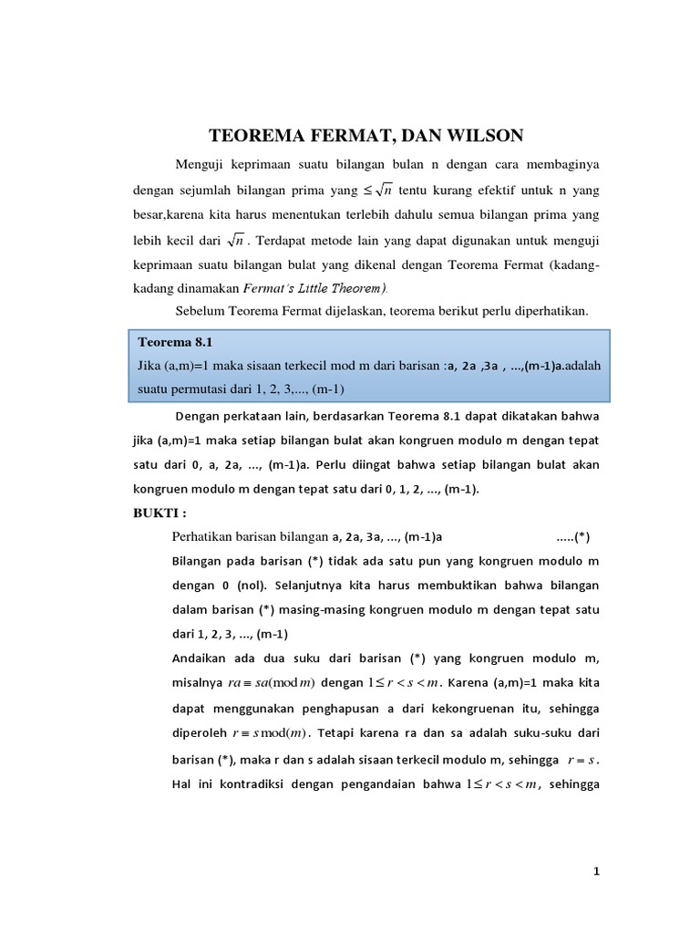 Teorema Fermat Wilson | PDF