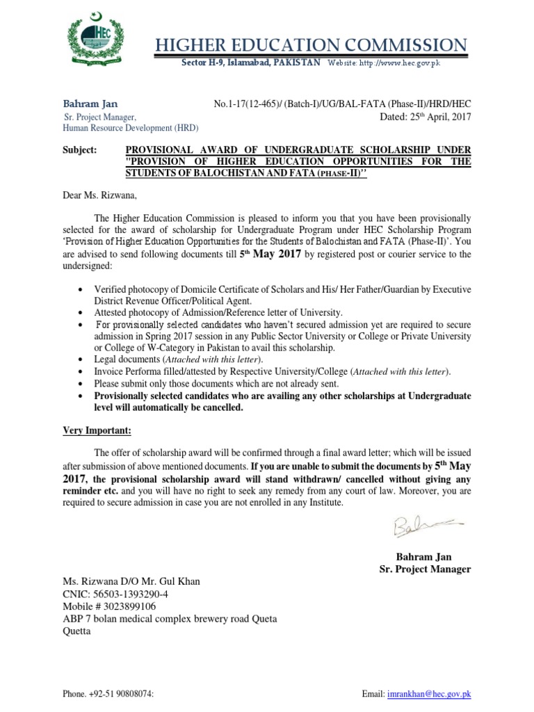 1-546 Provisional Award Letters - 465 | PDF | Educational Stages ...