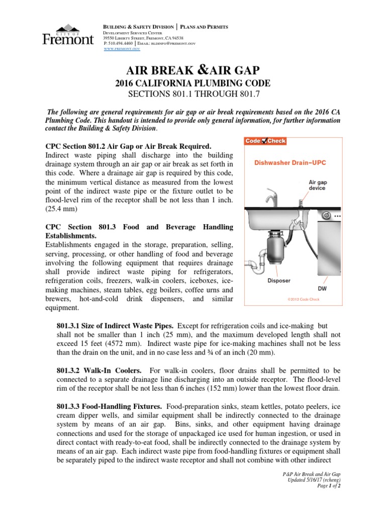 Air Break and Air Gap | PDF | Plumbing | Refrigerator