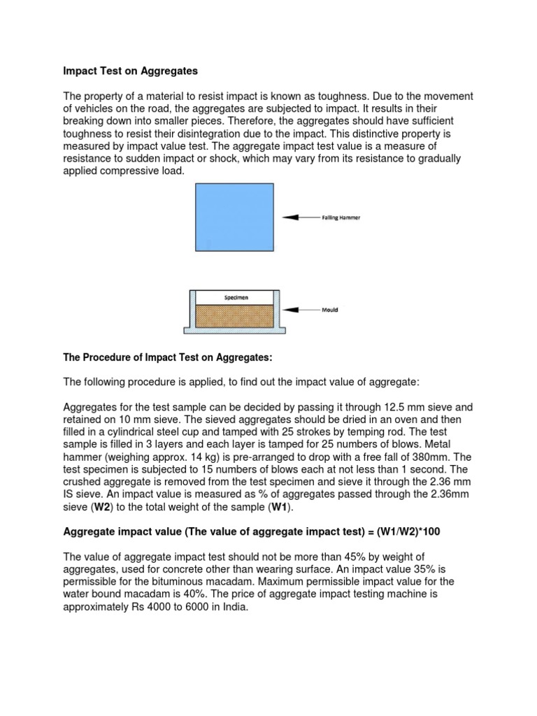 Impact Test On Aggregates | PDF