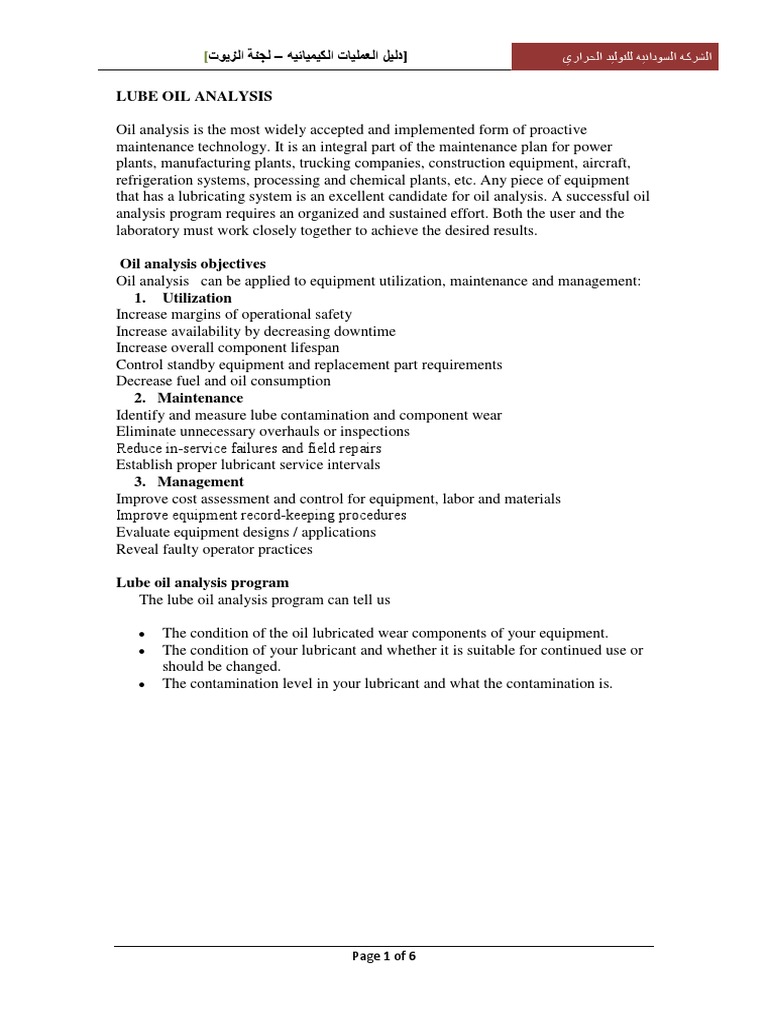 Oil Analysis | PDF | Motor Oil | Lubricant