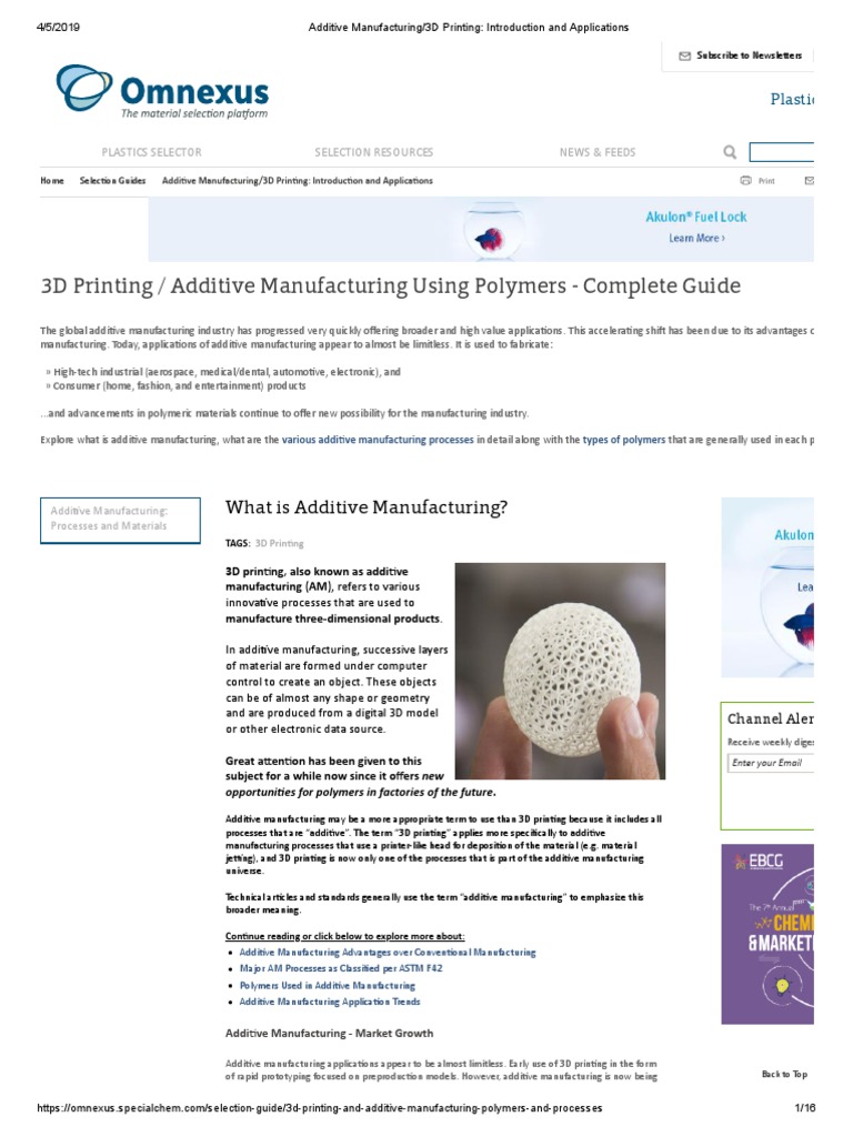 3D Printing / Additive Manufacturing Using Polymers - Complete Guide ...