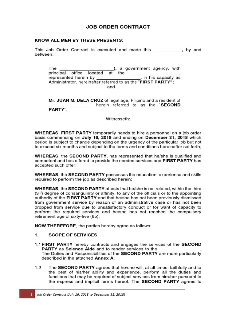 Government Jo Contract | PDF | Contractual Term | Employment