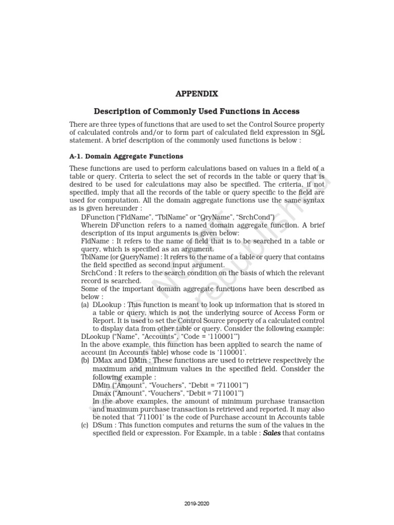 Access Functions Explained | PDF | Debits And Credits | Function ...