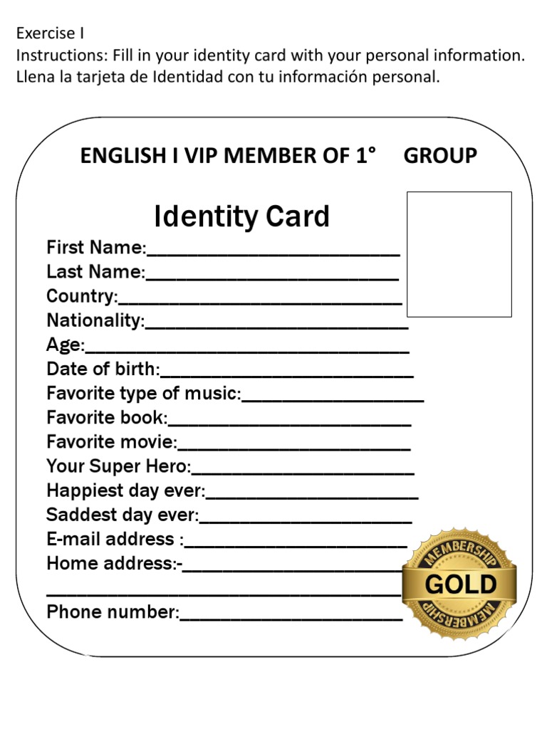 Personal Identity Card Template | PDF