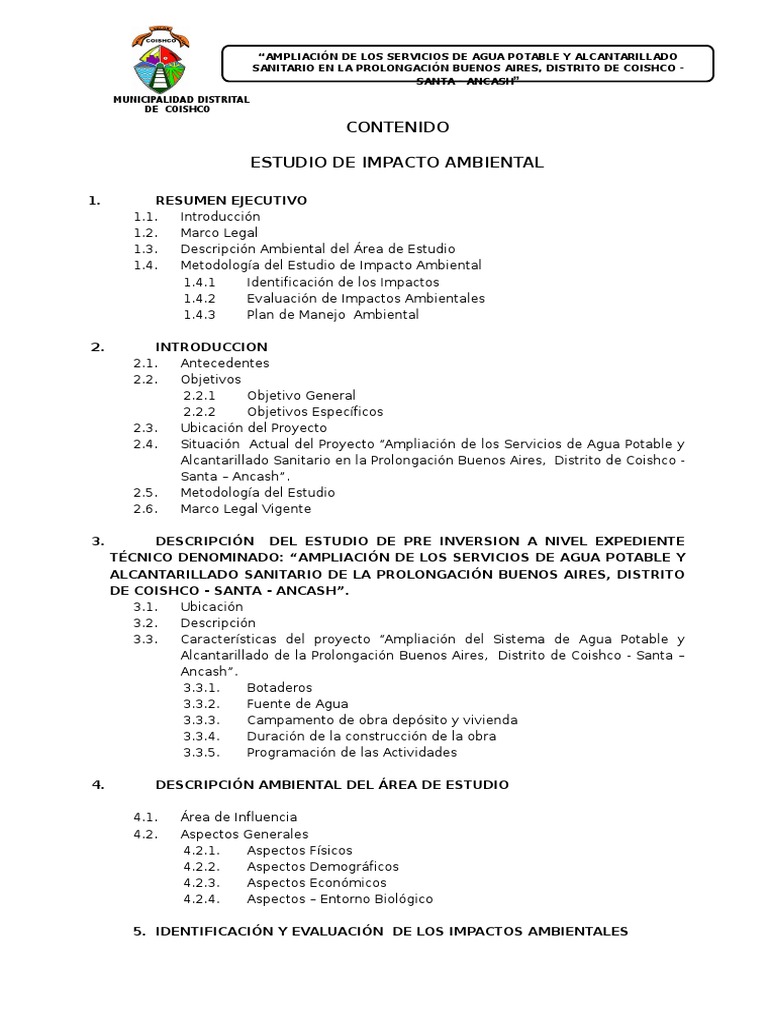 Declaracion de Impacto Ambiental | PDF | Evaluación de impacto ...