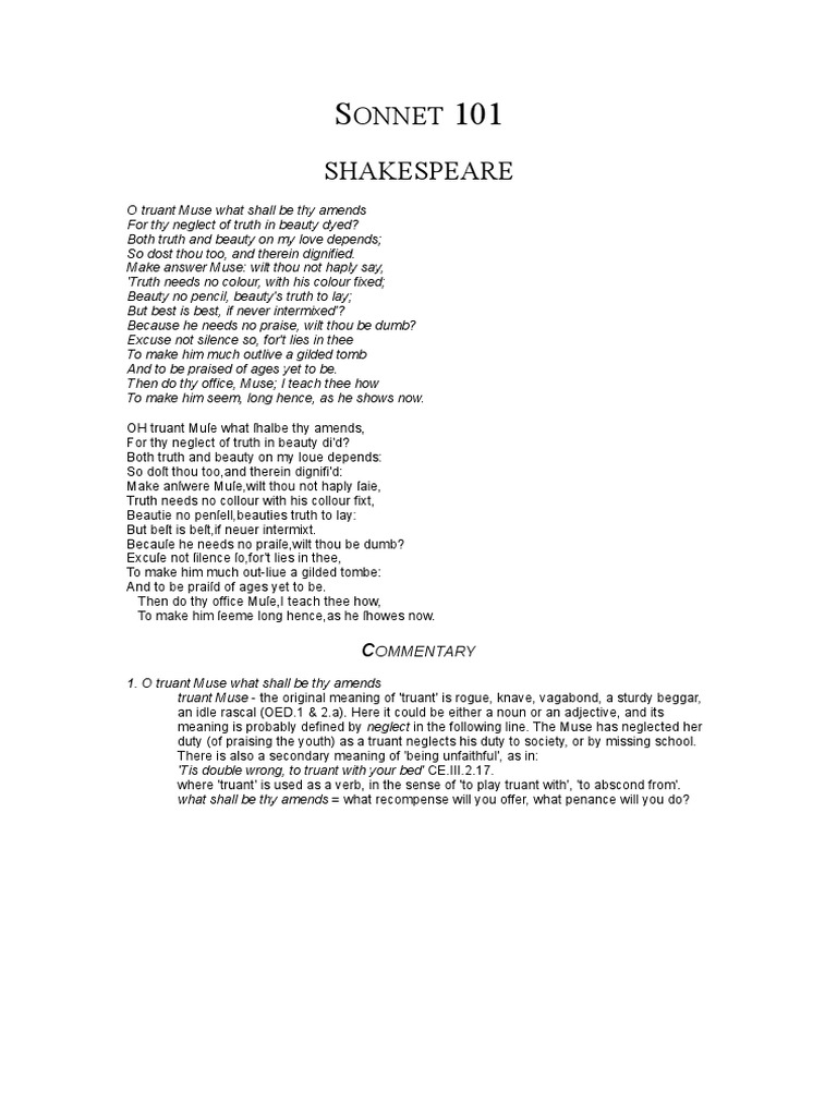Shakespeare Sonnet 101 Pdf