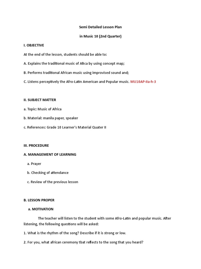 Music of Africa | PDF | Folk Music | Lesson Plan