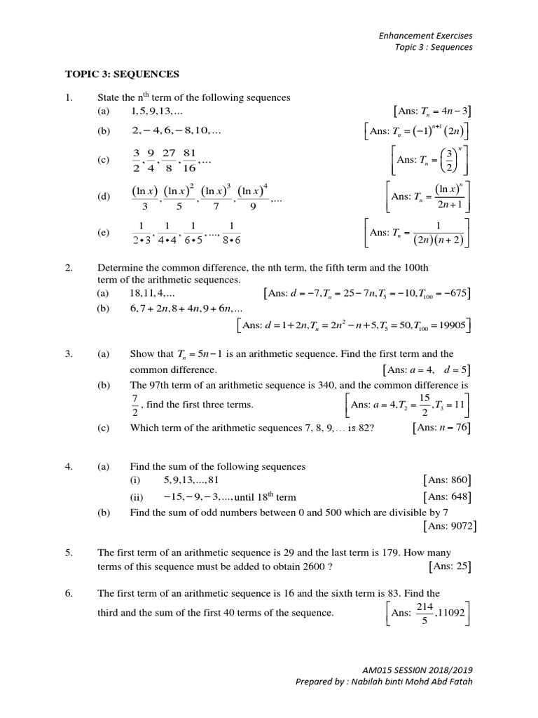 Topic 3 Sequences | PDF | Mathematical Structures | Mathematical Objects