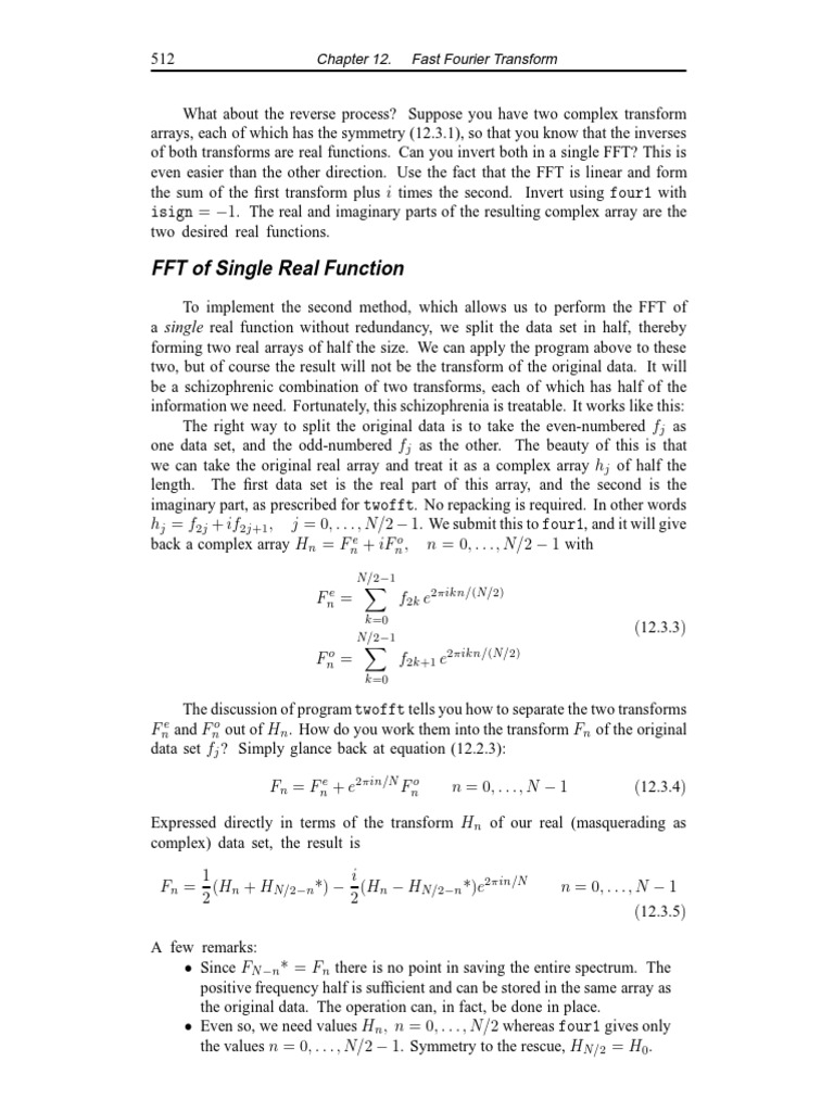 FFT of Real Functions, Sine and Cosine Transforms | PDF | Sine | Fast ...