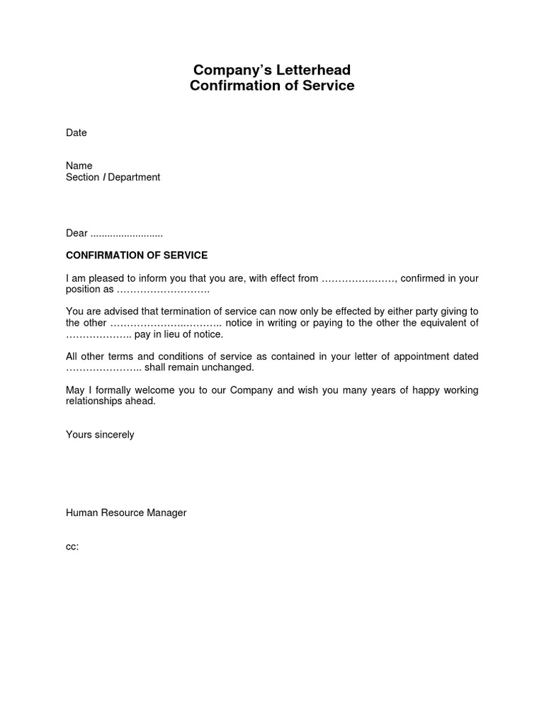Confirmation Letter PDF | PDF