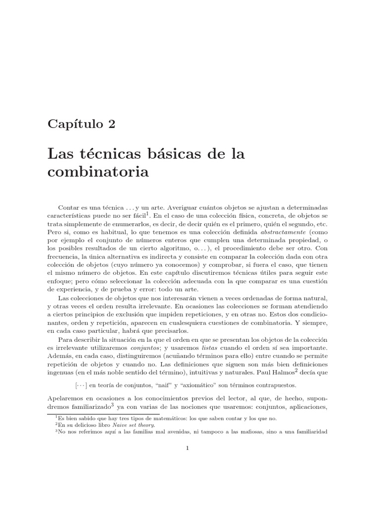 Técnicas Básicas de Combinatoria | PDF | Conjunto (Matemáticas) | Combinatoria