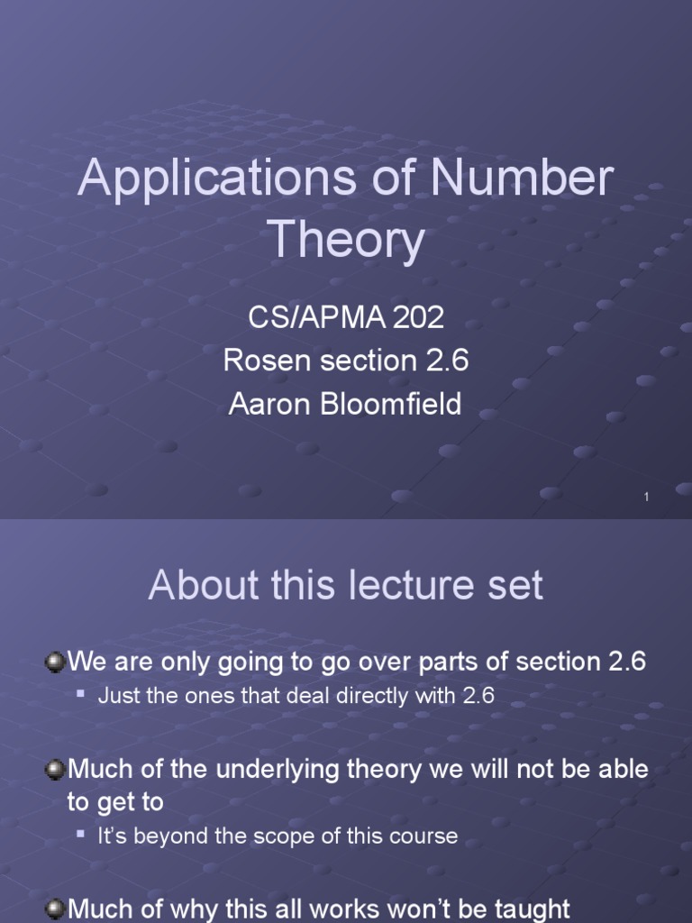 12 Applications of Number Theory | PDF | Key (Cryptography) | Cryptography