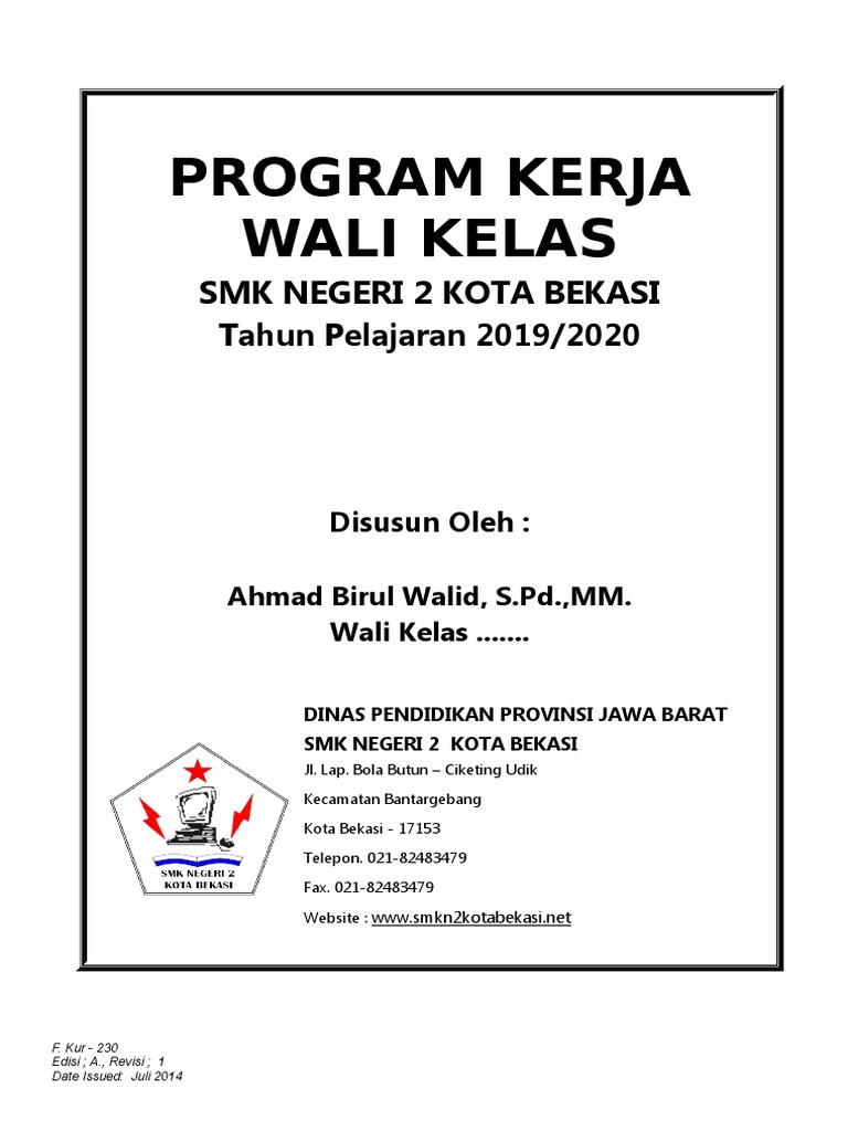Cover Program Kerja Wali Kelas .... | PDF