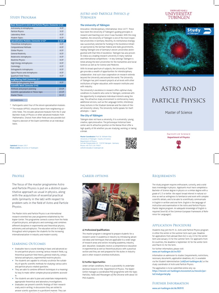 Flyer For Master of Science Astro and Particle Physics | PDF ...