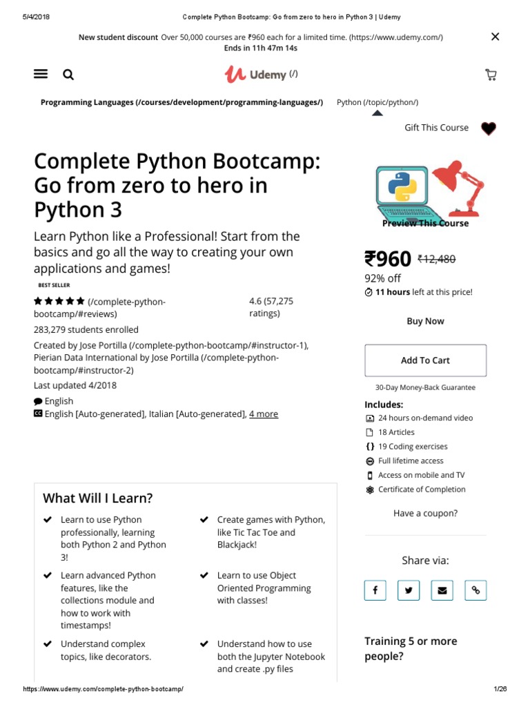 Complete Python Bootcamp Go From Zero To Hero In Python 3
