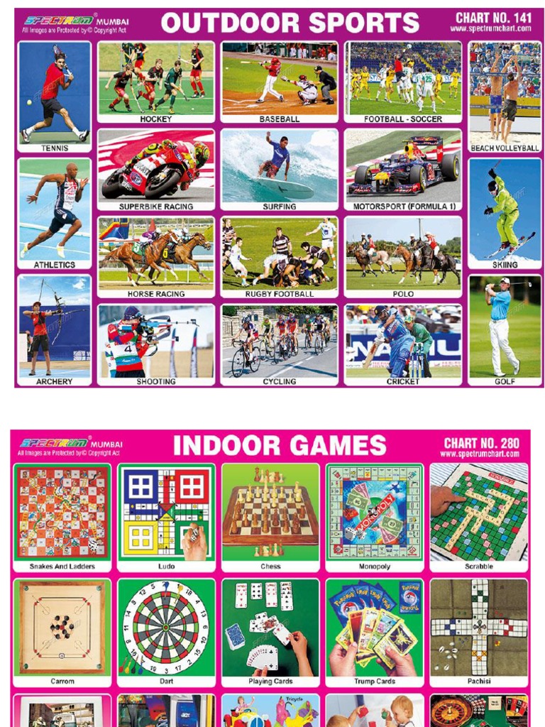 Indoor Outdoor Games Chart | PDF