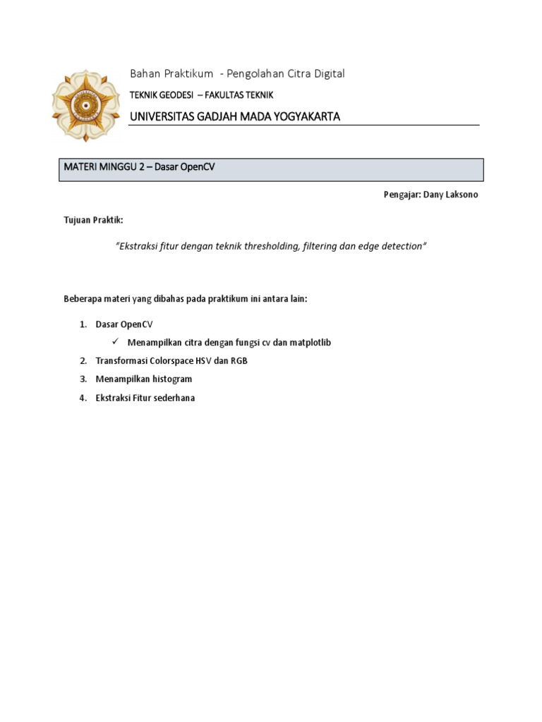 Dasar OpenCV: Ekstraksi Fitur | PDF | Komputer